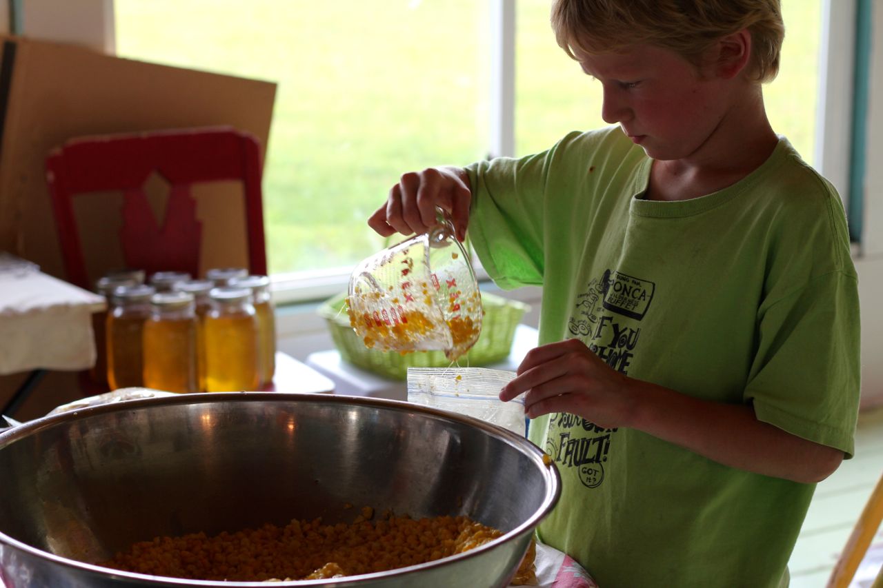 Oh Yeah. Putting up sweet corn. Sweet sticky goodness ...